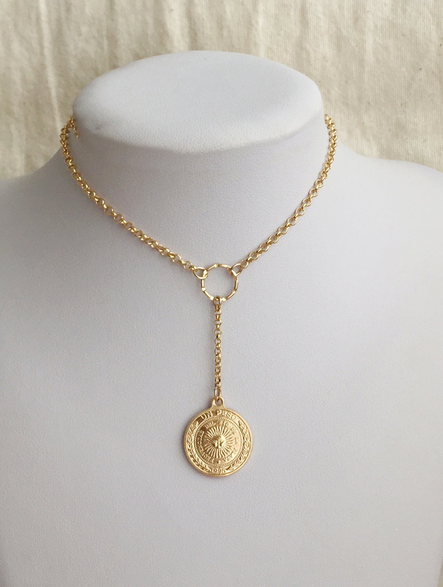 Coin Necklace Gold Coin Necklace Necklaces for Men Man Gold | Etsy