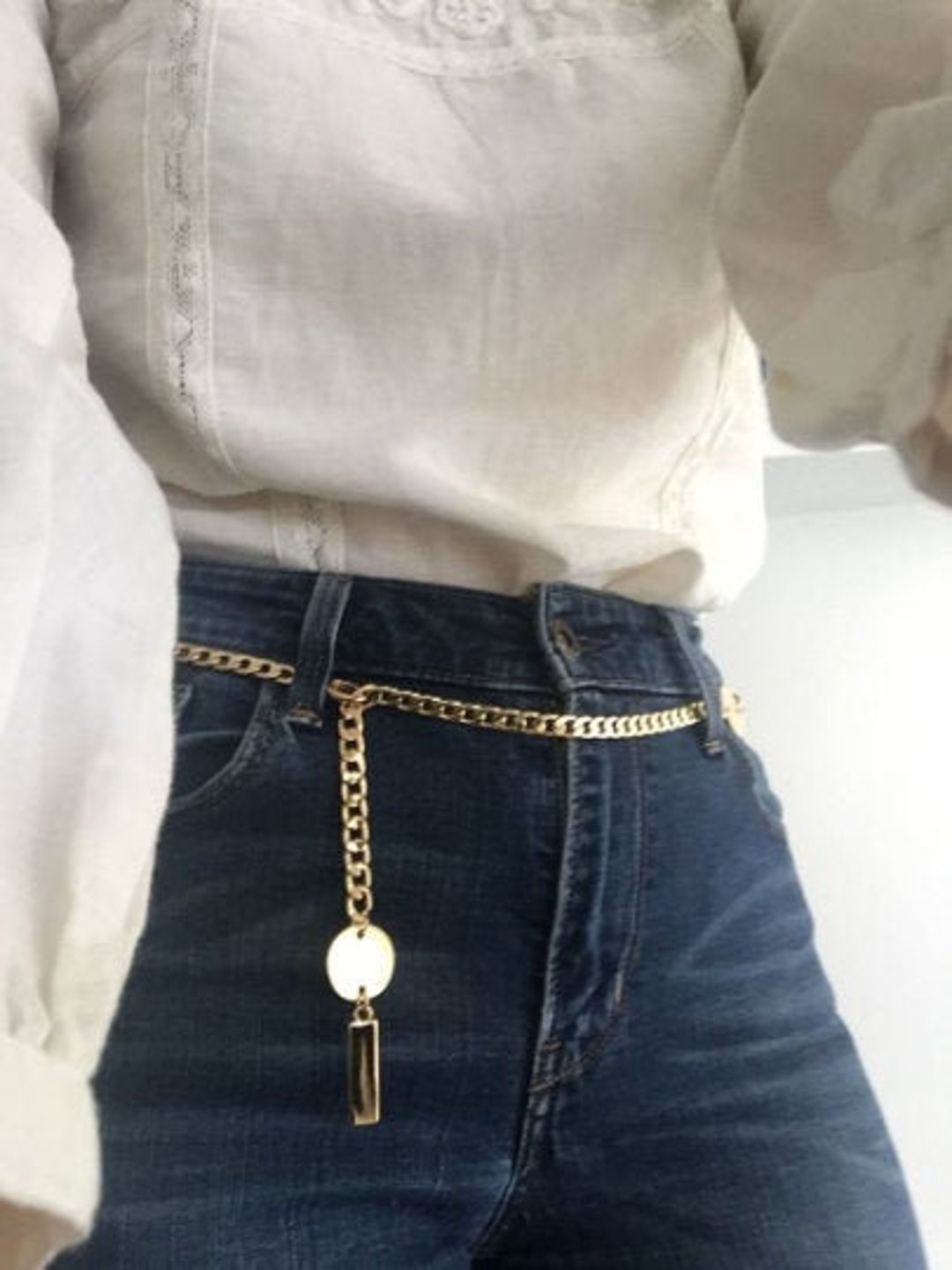 Chain Belt Vintage Gold Chain Belt Link Metal Belt 90s Chain Belt Belt ...
