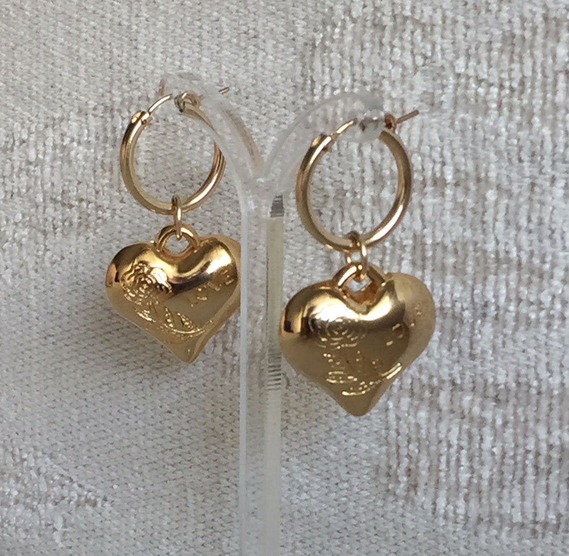 Gold Heart Hoop Big Heart Earrings Gold Charm Hoop Large Heart - Etsy
