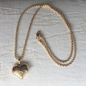 Gold Heart Necklace Big Heart Necklace Gold Rope Necklace Large Heart ...