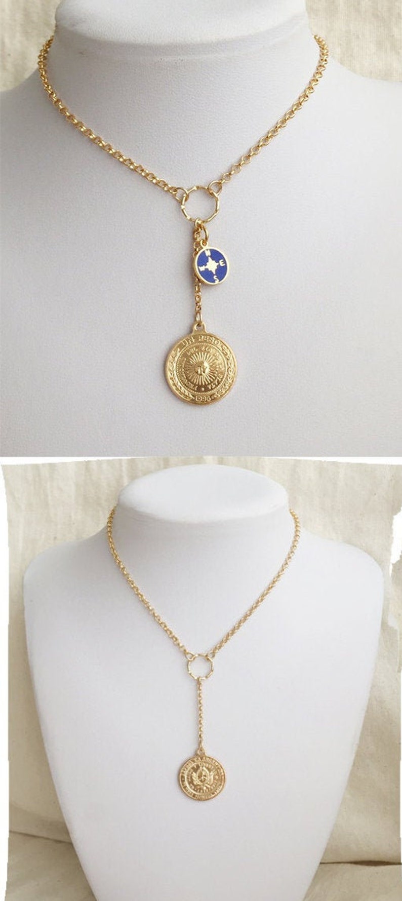 Coin Necklace Gold Coin Necklace Necklaces for Men Man Gold | Etsy
