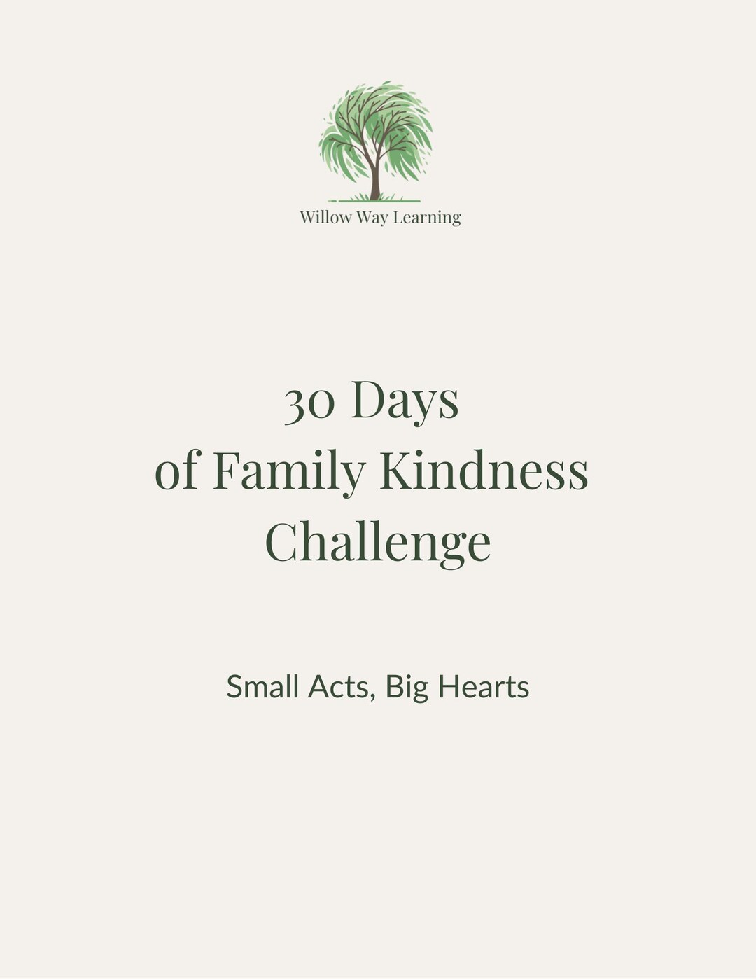 30-day Family Kindness Challenge | Printable Homeschool Activity Pack ...