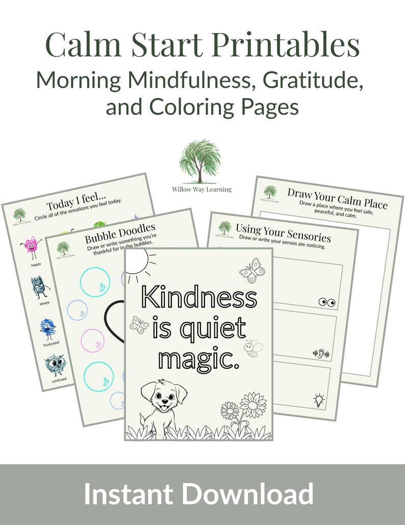 Calm Start Printables for Kids | Morning Mindfulness, Gratitude, and ...