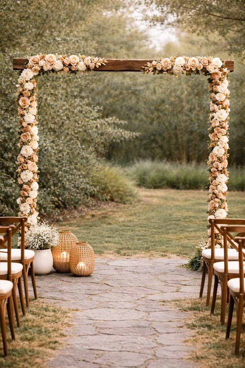 Champagne & Gold Wedding Garland, Full Floral Table Runner, Wedding ...