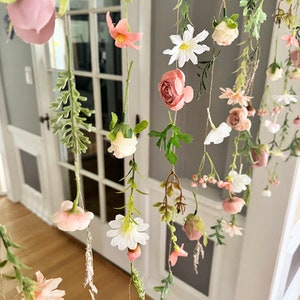 Hanging Flower Garland, Wildflower Garland, Garden Party Decor, Hanging ...
