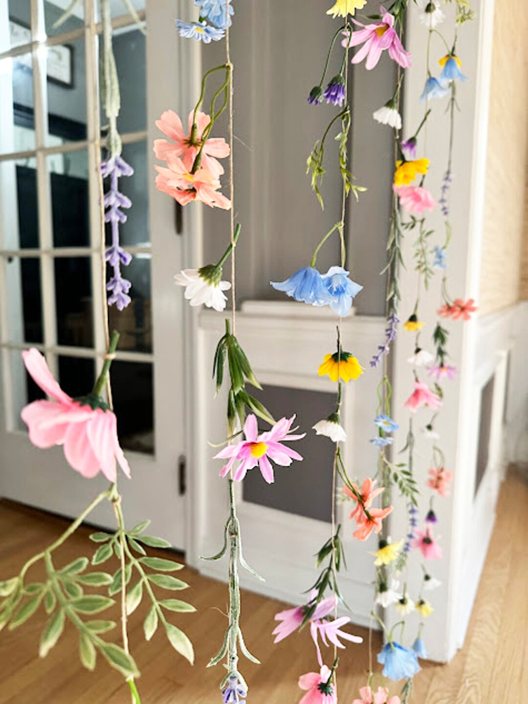 Hanging Flower Garland, Wildflower Garland, Hanging Flowers, Wedding ...