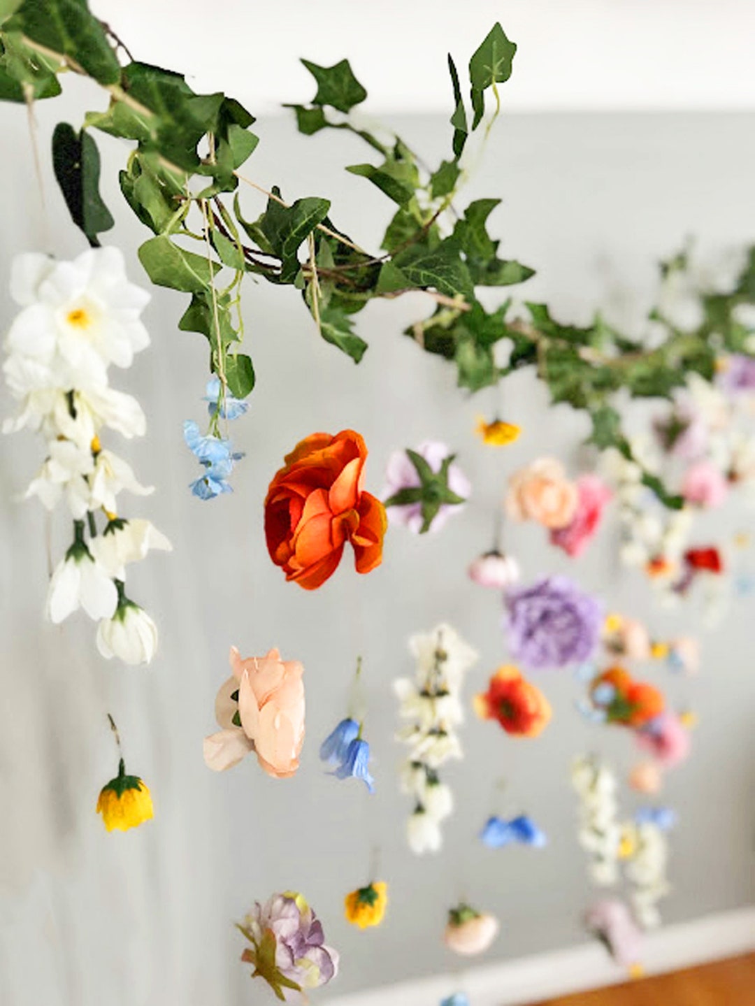 Hanging Wildflower Backdrop, Wildflower Garland, Hanging Flower Garland ...