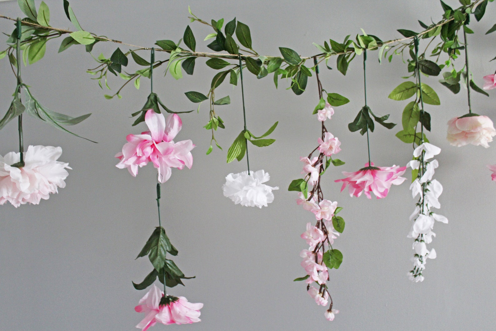 Pink Floral Garland, Hanging Flower Wall Decor, Garland Wall Hanging ...