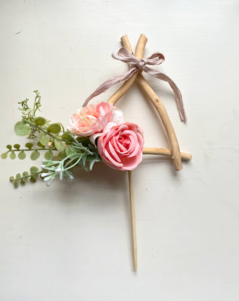 Pink Flower Cake Topper Boho Cake Topper Baby Shower Floral - Etsy
