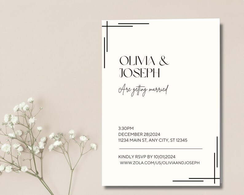 Minimalist Wedding Invitation, Downloadable Invitations, Wedding ...