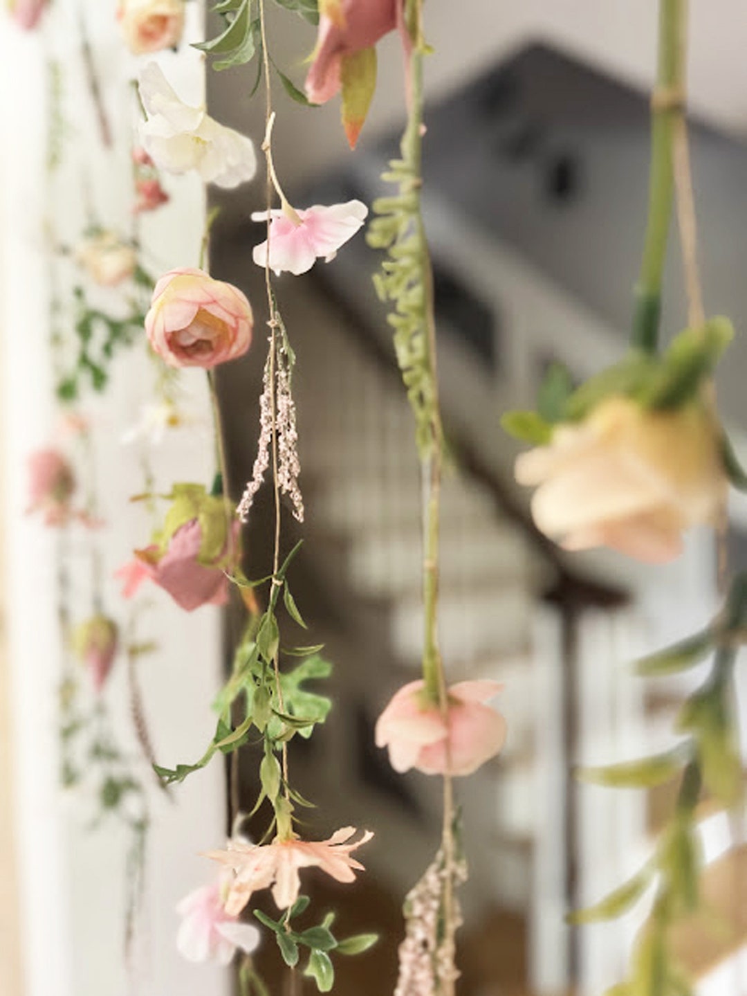 Hanging Flower Garland, Wildflower Garland, Garden Party Decor, Hanging ...