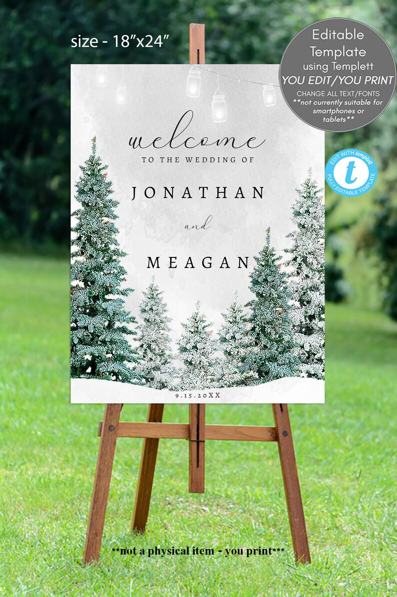 Christmas Wedding Sign Winter Welcome Sign Winter Wedding - Etsy UK