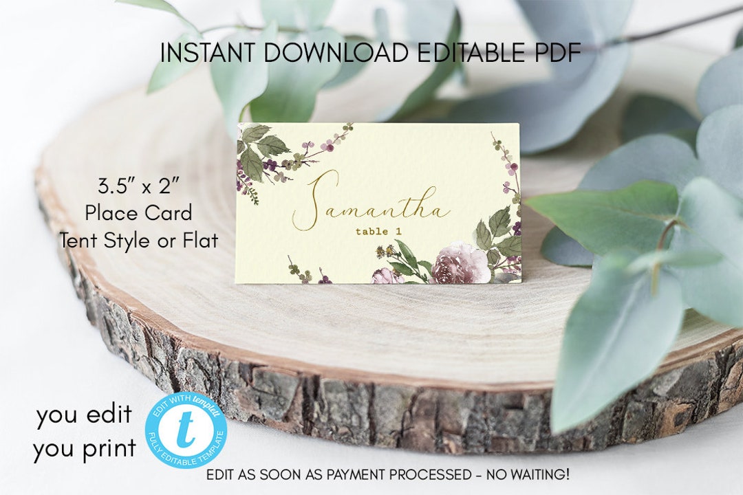 Editable Place Cards Editable Name Card Template Wedding - Etsy