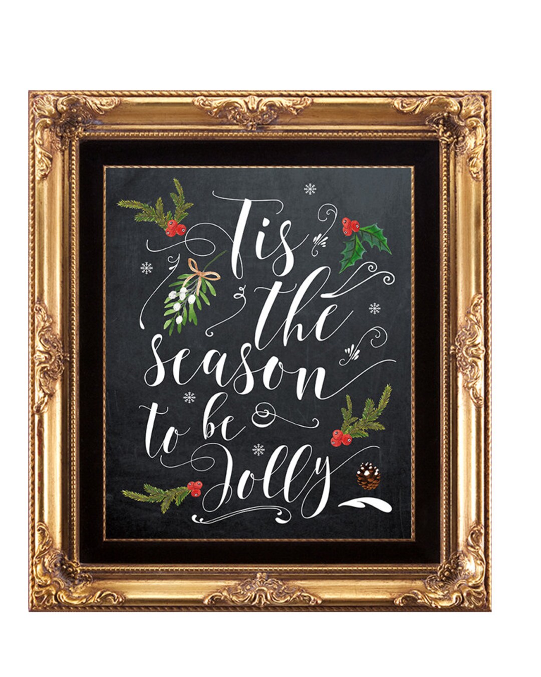 Tis the Season to Be Jolly, Chalkboard Christmas Sign, Digital ...