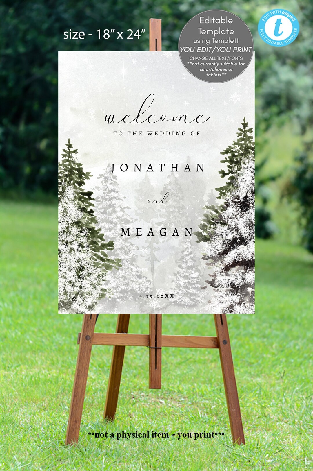 Winter Welcome Sign Editable Template, Winter Wedding Sign Editable ...