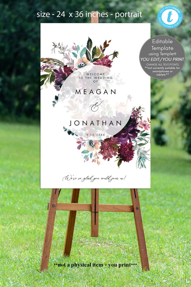 Boho Feathers Welcome Sign Template Printable Welcome Sign - Etsy