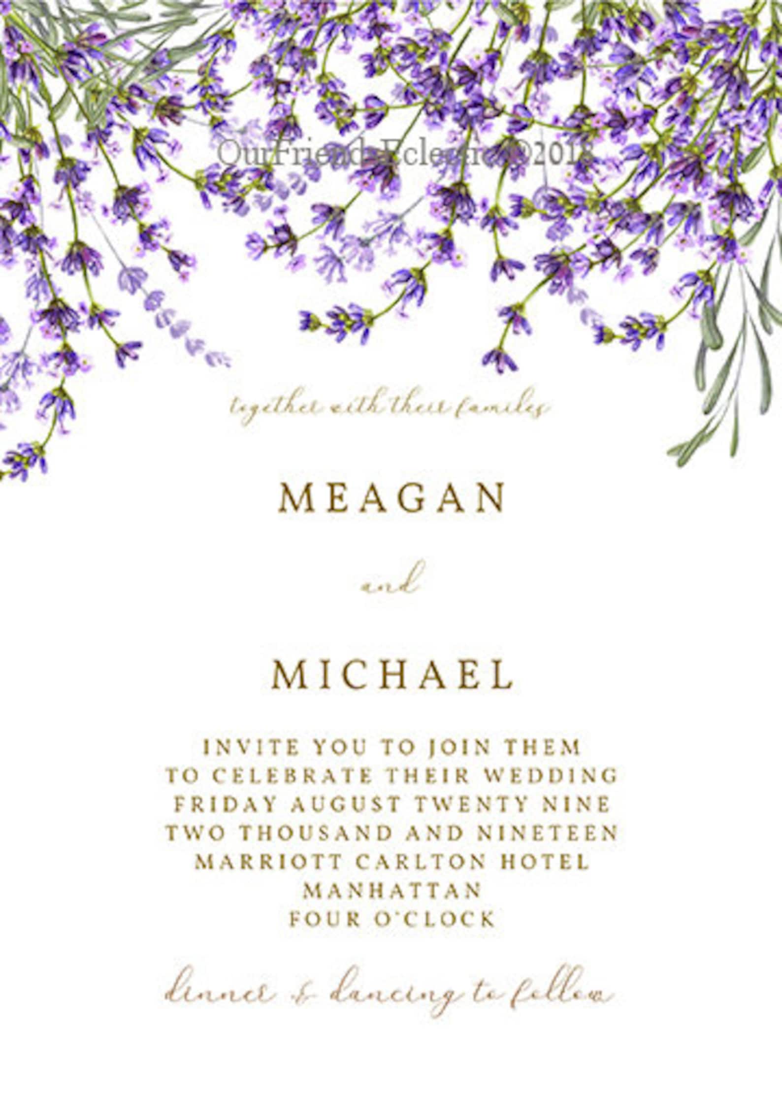 Lavender Wedding Invitations Download Wedding Invitation - Etsy