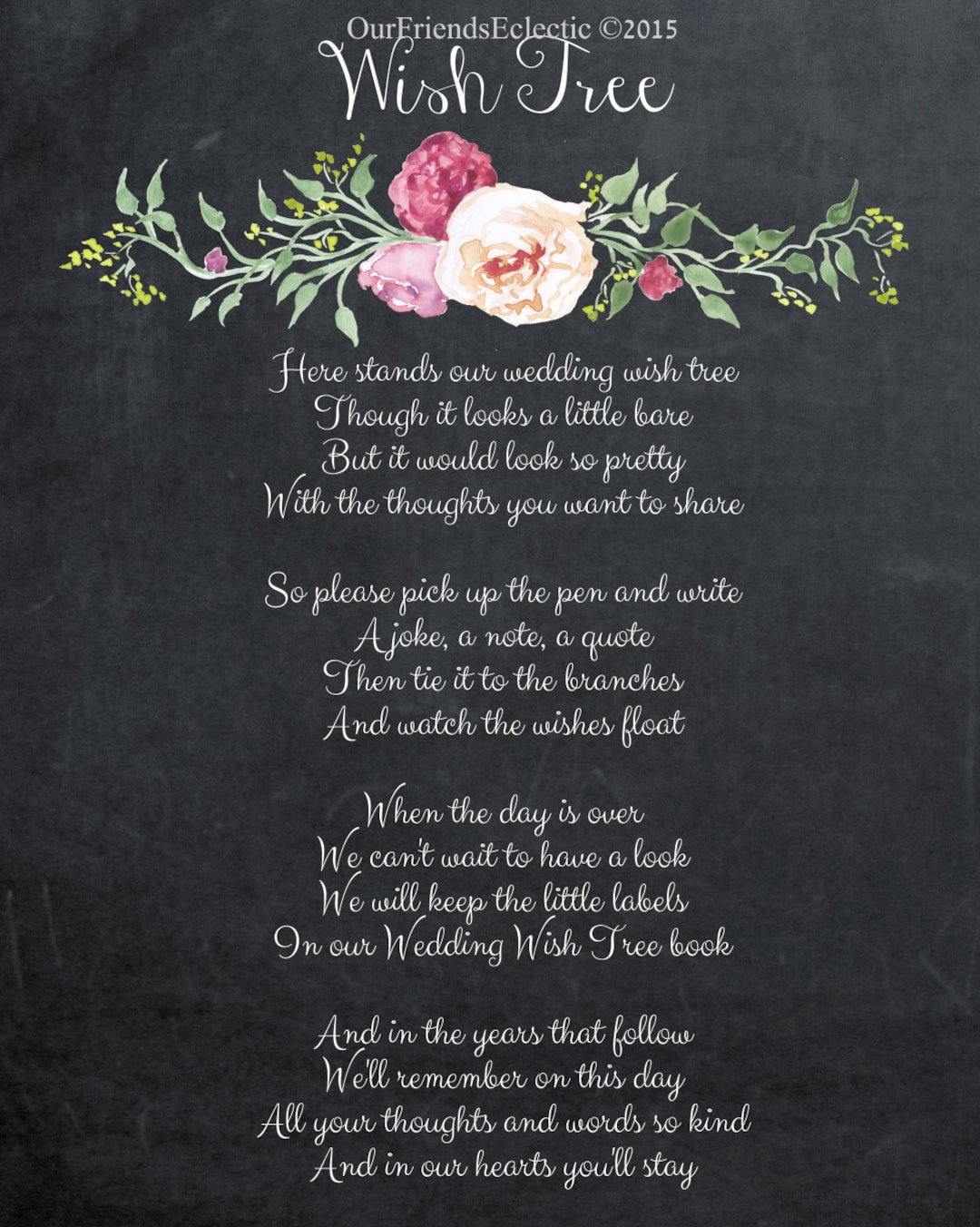 Wish Tree Sign Wish Tree Poem Chalkboard Wish Tree Sign - Etsy