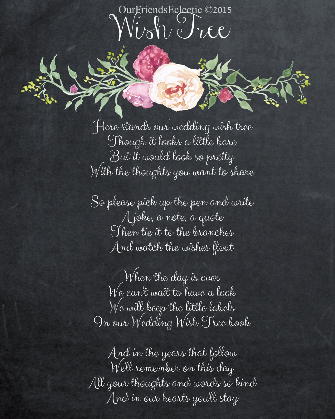 Wish Tree Sign Wish Tree Poem Chalkboard Wish Tree Sign - Etsy