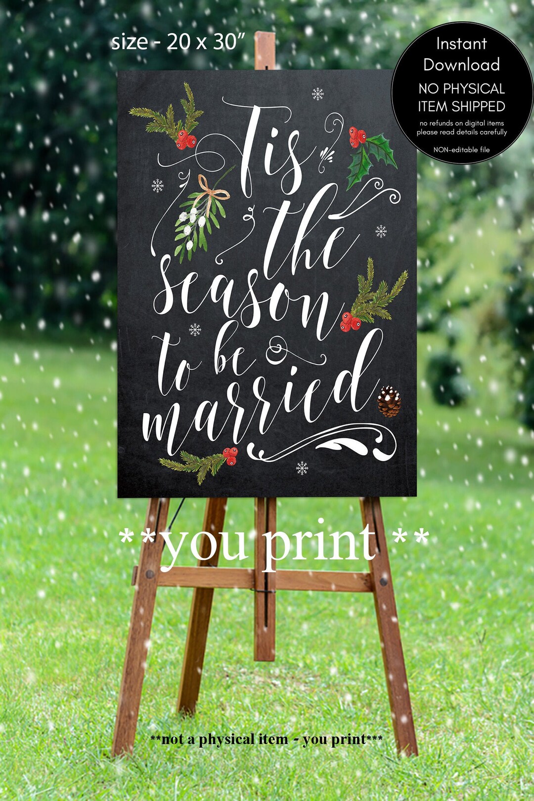 Tis the Season to Be Married, Just Married Sign, Chalkboard Wedding ...