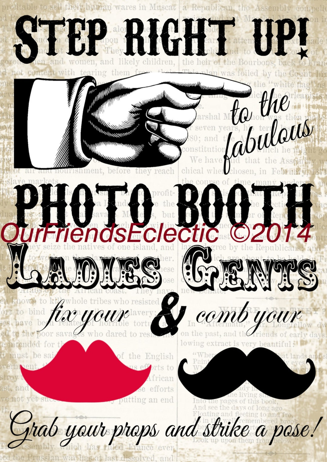 Printable Photo Booth Sign, Step Right Up, Photo Booth Props, A4 Size ...