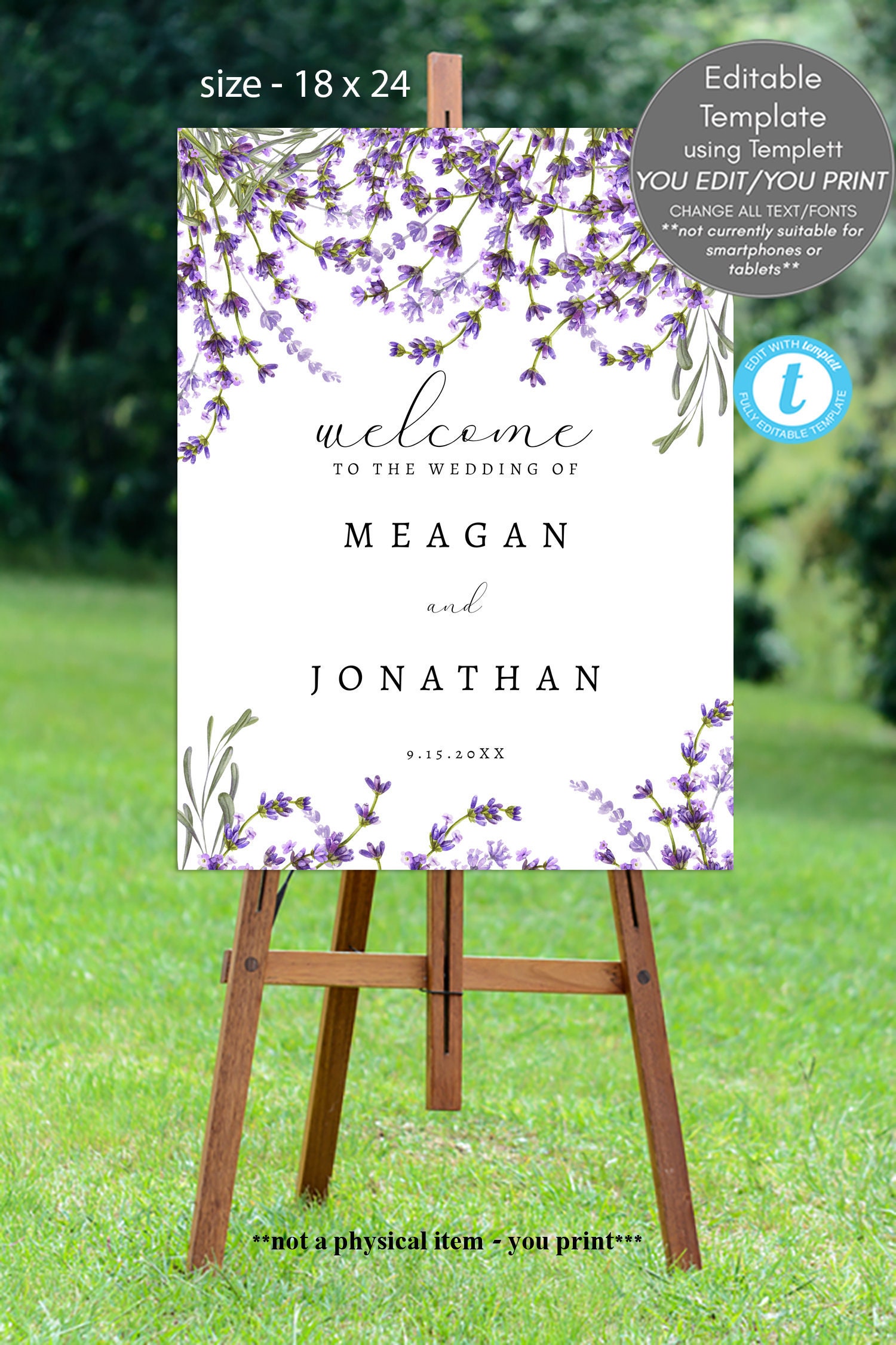 Lavender Welcome Sign, Editable Wedding Sign, Printable Wedding Welcome ...