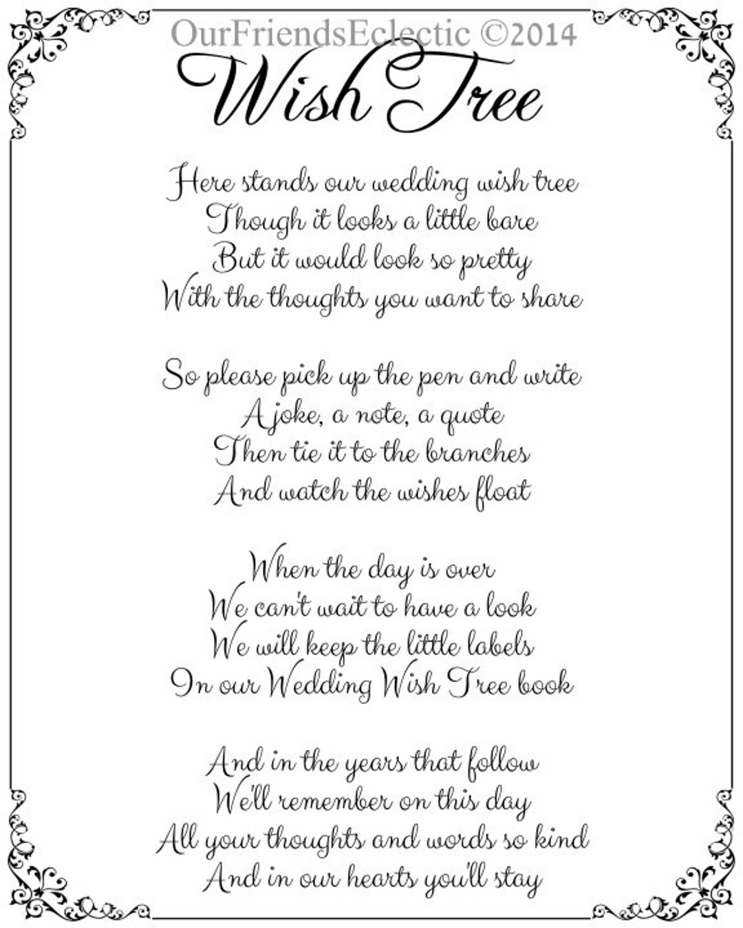 Wish Tree Poem, Wishing Tree Sign, 8 X 10, No Background for You to ...