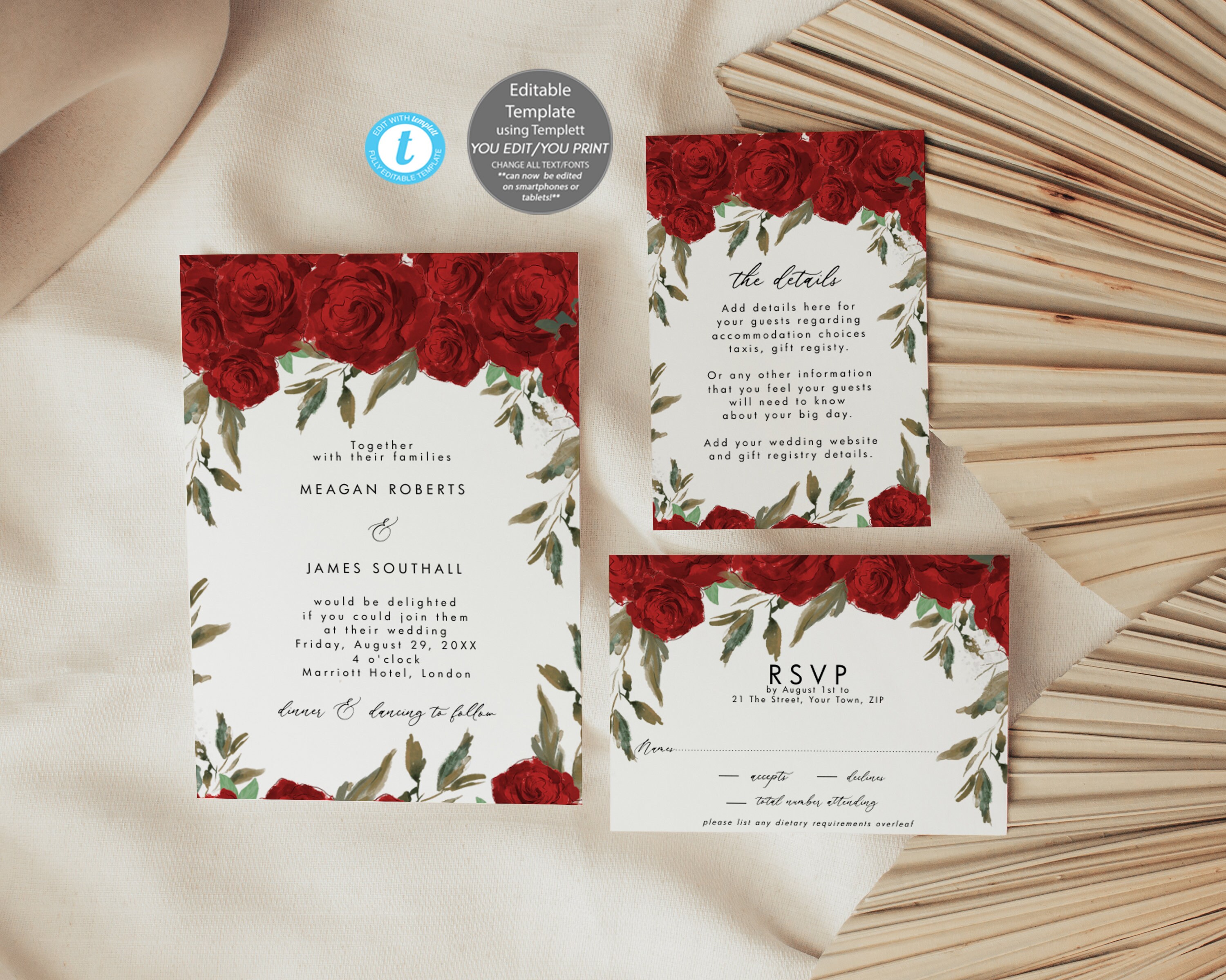 Red Wedding Invitations Templates