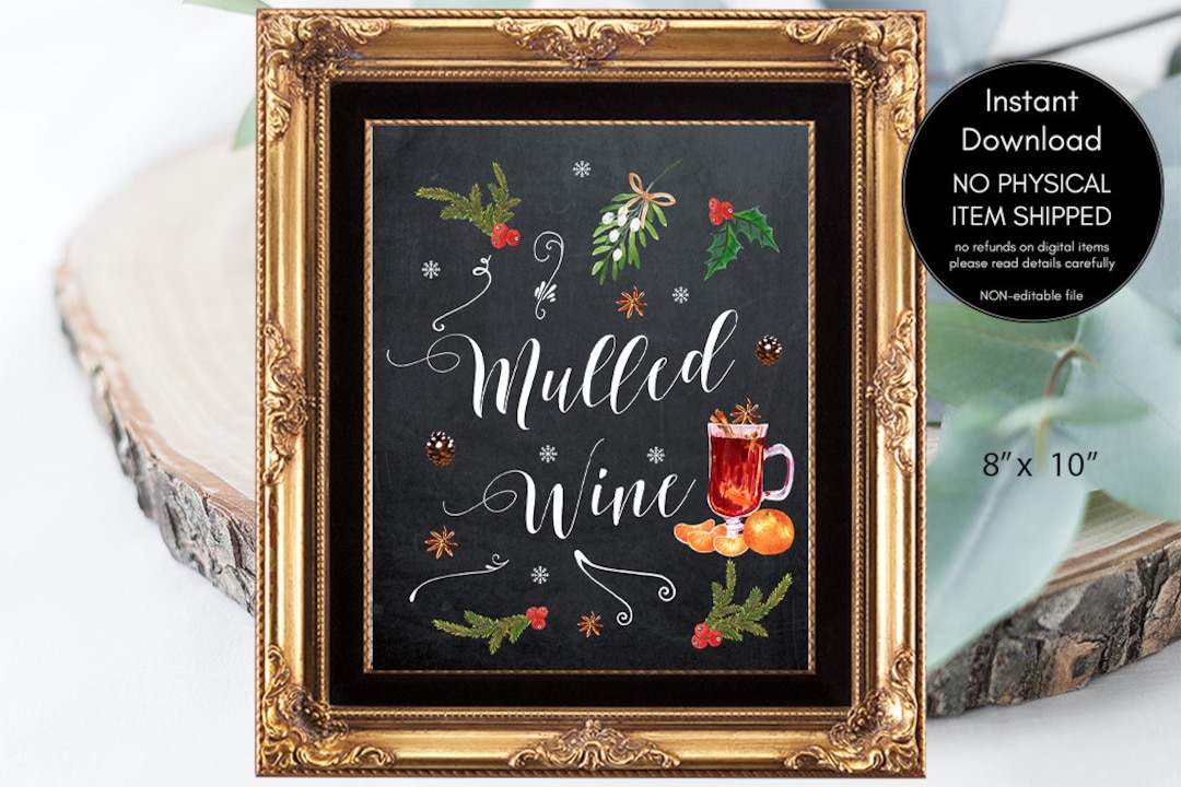 Mulled Wine Sign, Christmas Wedding Sign, Holiday Wedding Sign ...