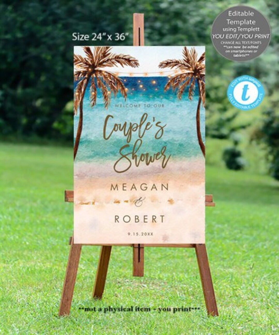 Beach Couple's Welcome Sign Template, Beach Wedding Sign Template ...