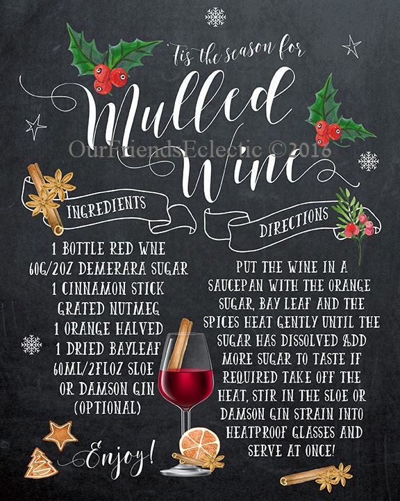 Mulled Wine Print Christmas Printable Christmas Print - Etsy UK