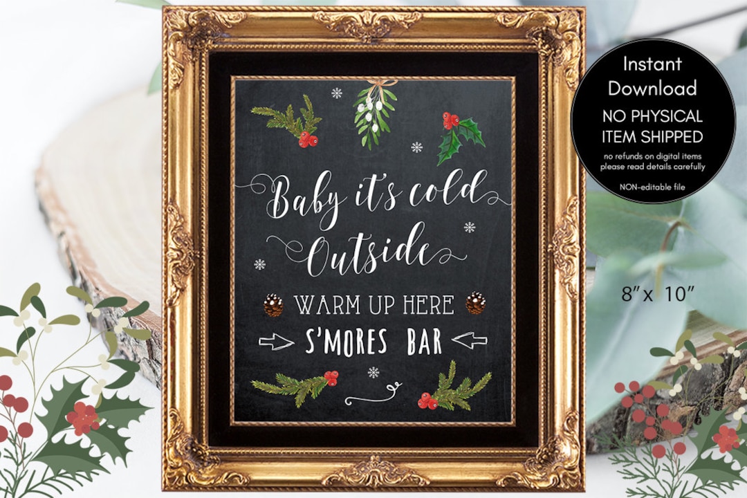 Holiday Smores Bar Sign, Printable Smore Sign, Christmas Smores Bar ...