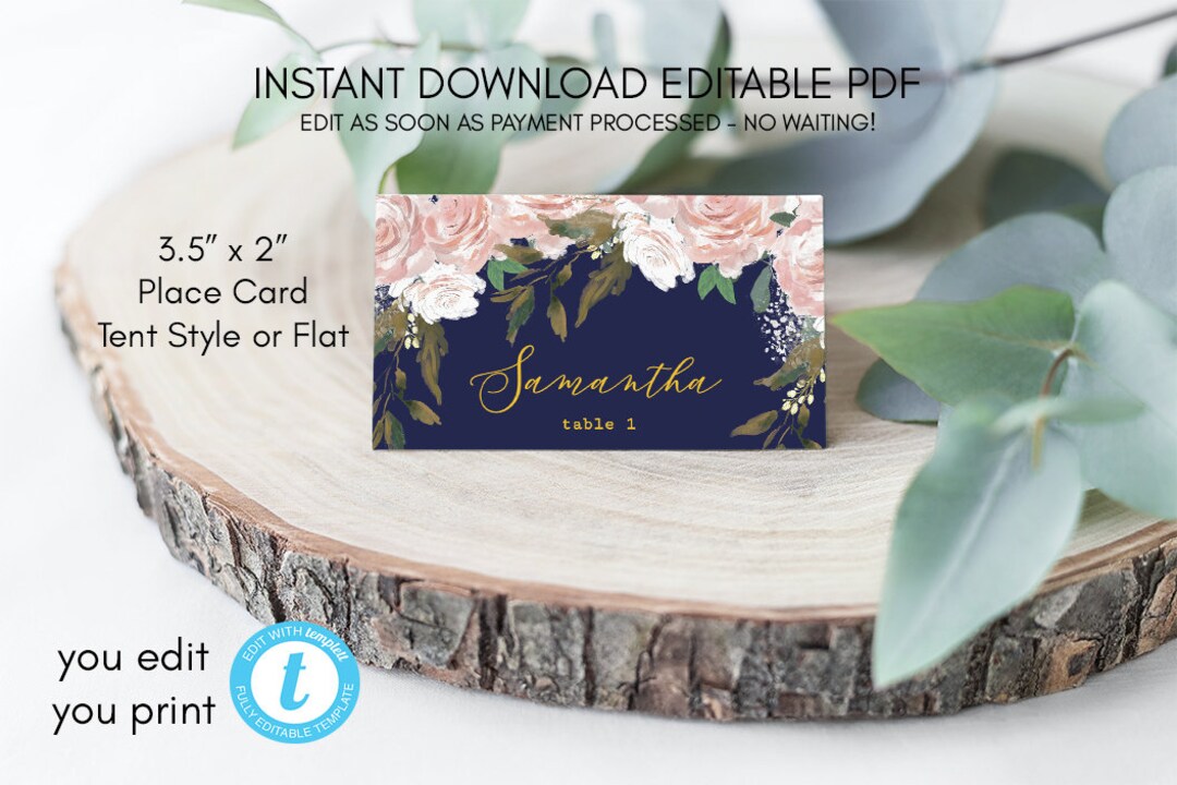 Editable Place Cards Editable Name Card Template Wedding - Etsy