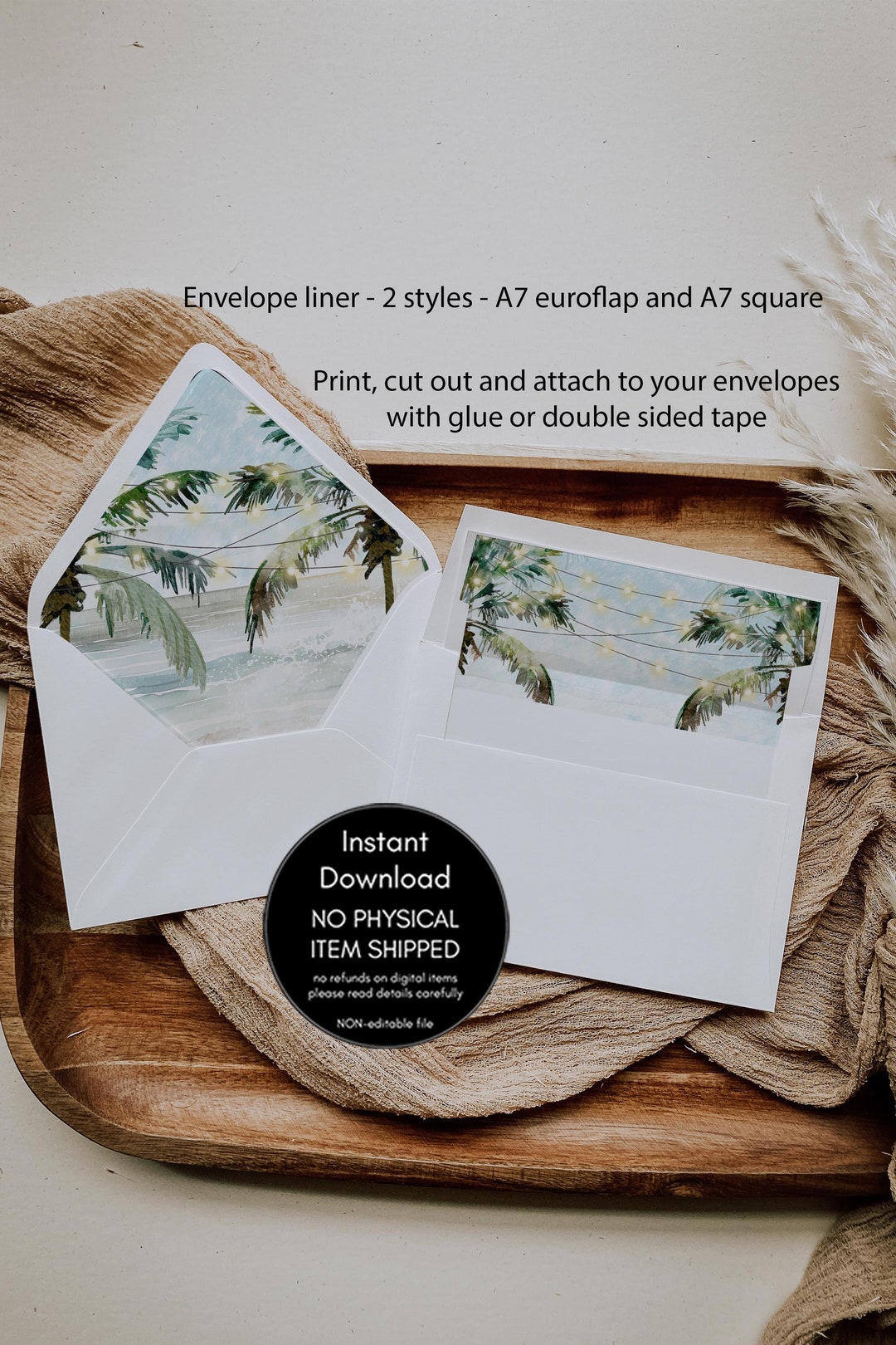 Beach Palms Envelope Liner Printable, Beach Envelope Liner Template ...