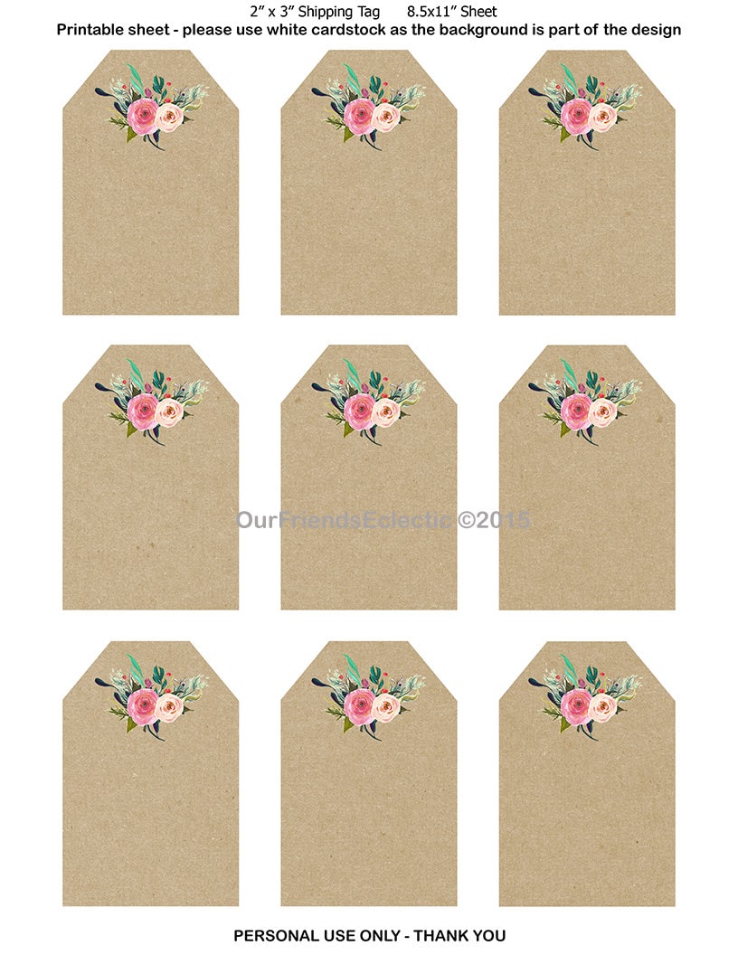 Printable Wedding Favor Tags Printable Tags Digital Floral | Etsy