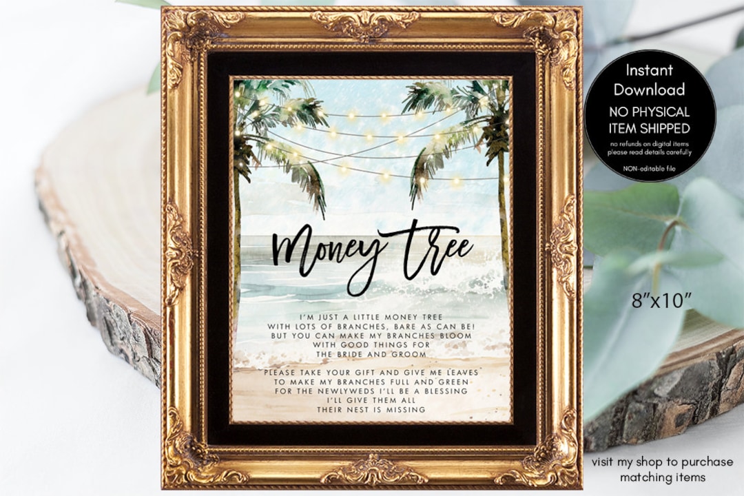 Tropical Beach Money Tree Sign Printable, Beach Money Tree Print ...
