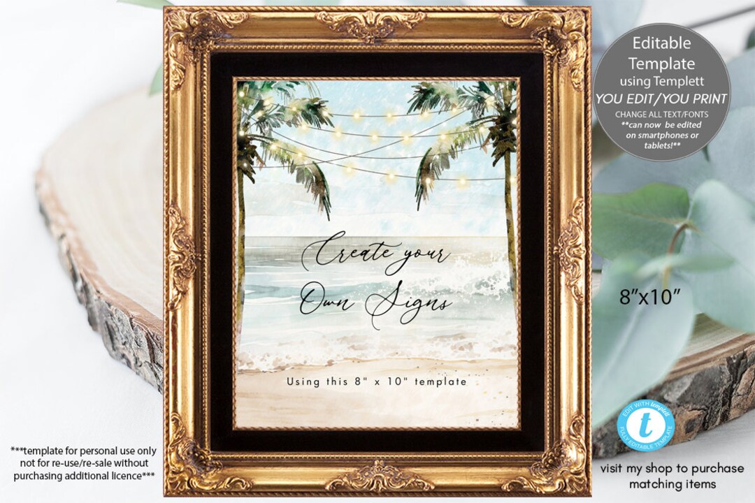 Create Your Own Beach Sign Template, Custom Beach Sign Editable ...