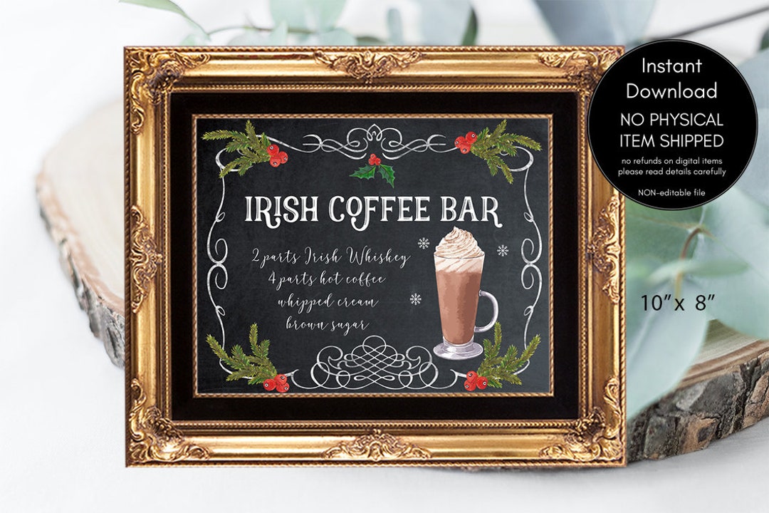 Irish Coffee Sign, Christmas Wedding Sign, Holiday Wedding Sign ...