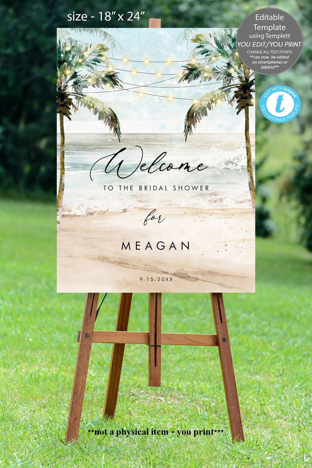 Beach Palms Welcome Bridal Shower Sign, Beach Welcome Sign, Beach ...