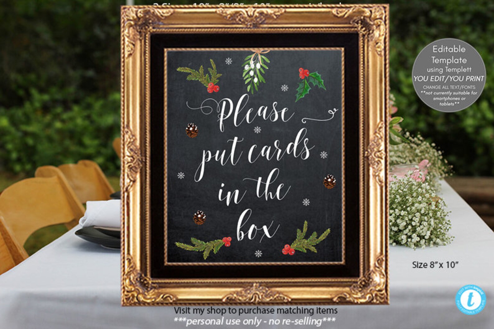 Christmas Cards Sign, Please Put Cards in the Box Sign, Christmas ...