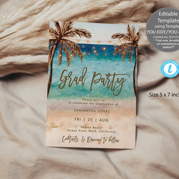 Graduation Party Invitation Beach - Etsy