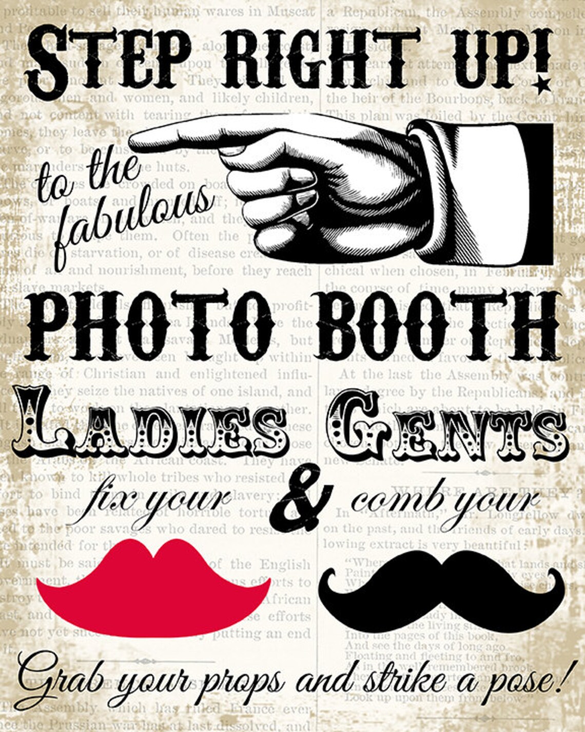 Photo Booth Sign, Photo Booth Printable, Step Right Up, Photo Booth ...