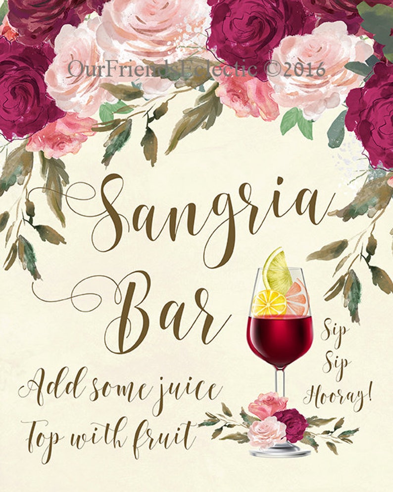 Sangria Bar Sign Printable Sangria Bar Sign Digital Sangria - Etsy