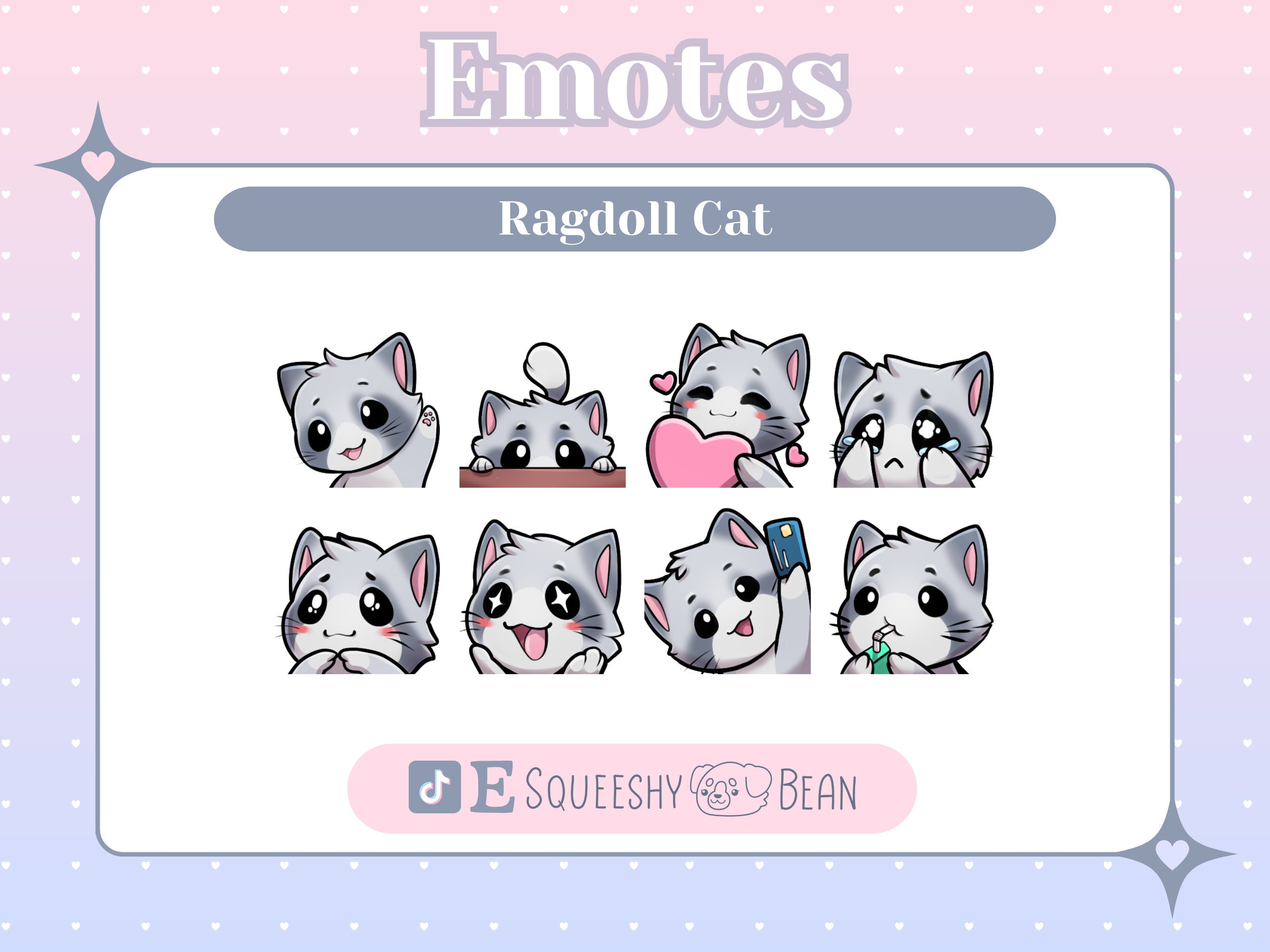 Ragdoll Cat Twitch Emotes Digital Download Cute Emotes Cat Emotes ...