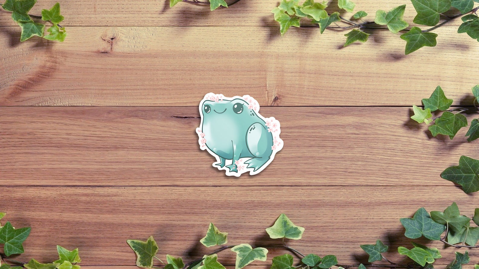 Cute Cherry Blossom Frog Sticker Cute Stickers Frog - Etsy