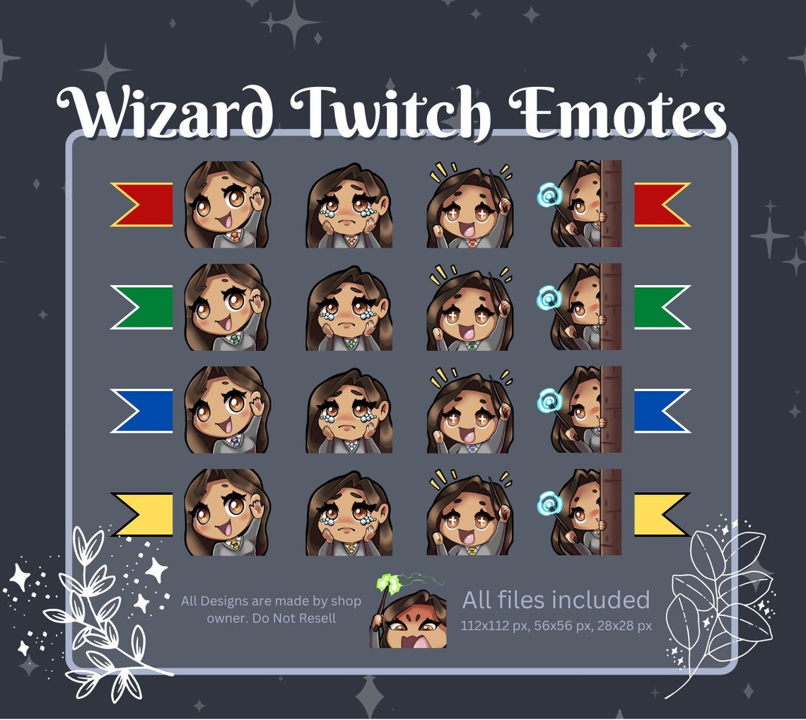 Wizard Twitch Discord Emote Pack Hogwarts Inspired Emotes Digital ...