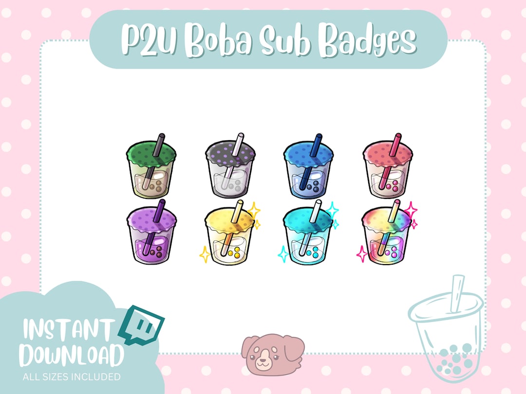Boba Tea Twitch Sub Badges | Bubble Tea | Digital Download | Cute ...