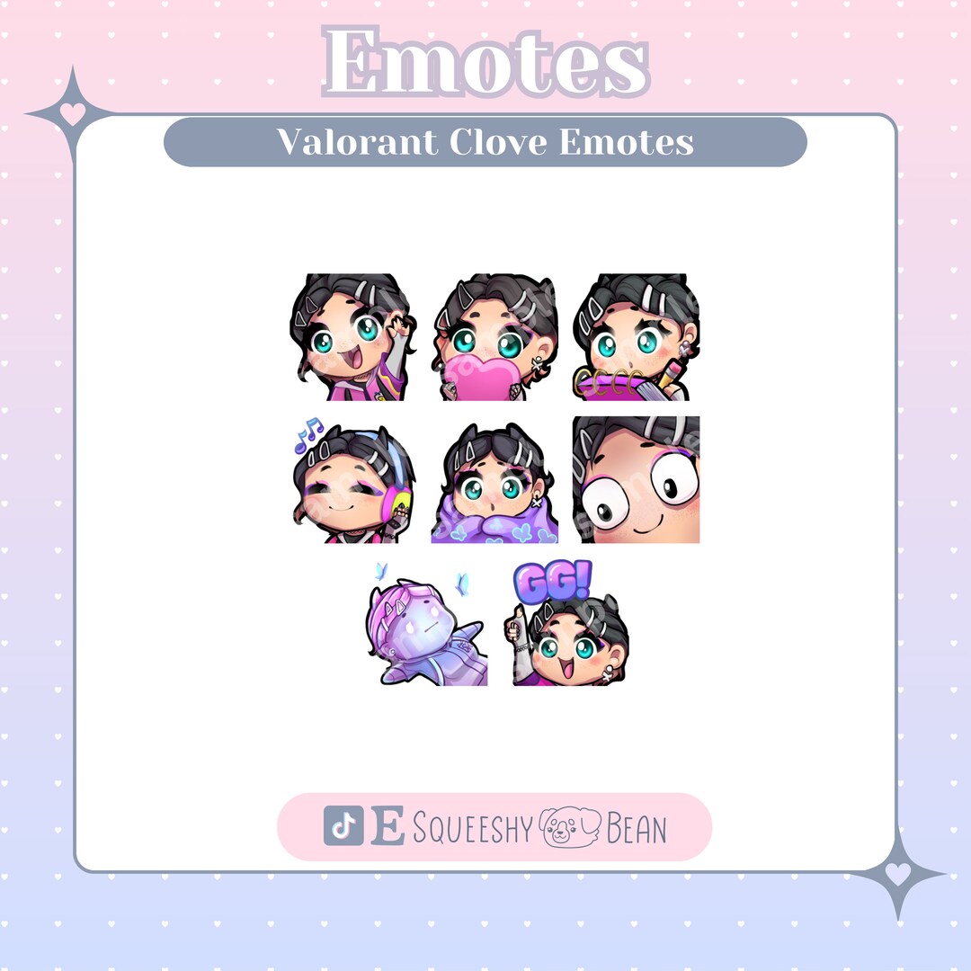 Valorant Clove Inspired Twitch Emotes | Digital Download | Cute Emotes ...