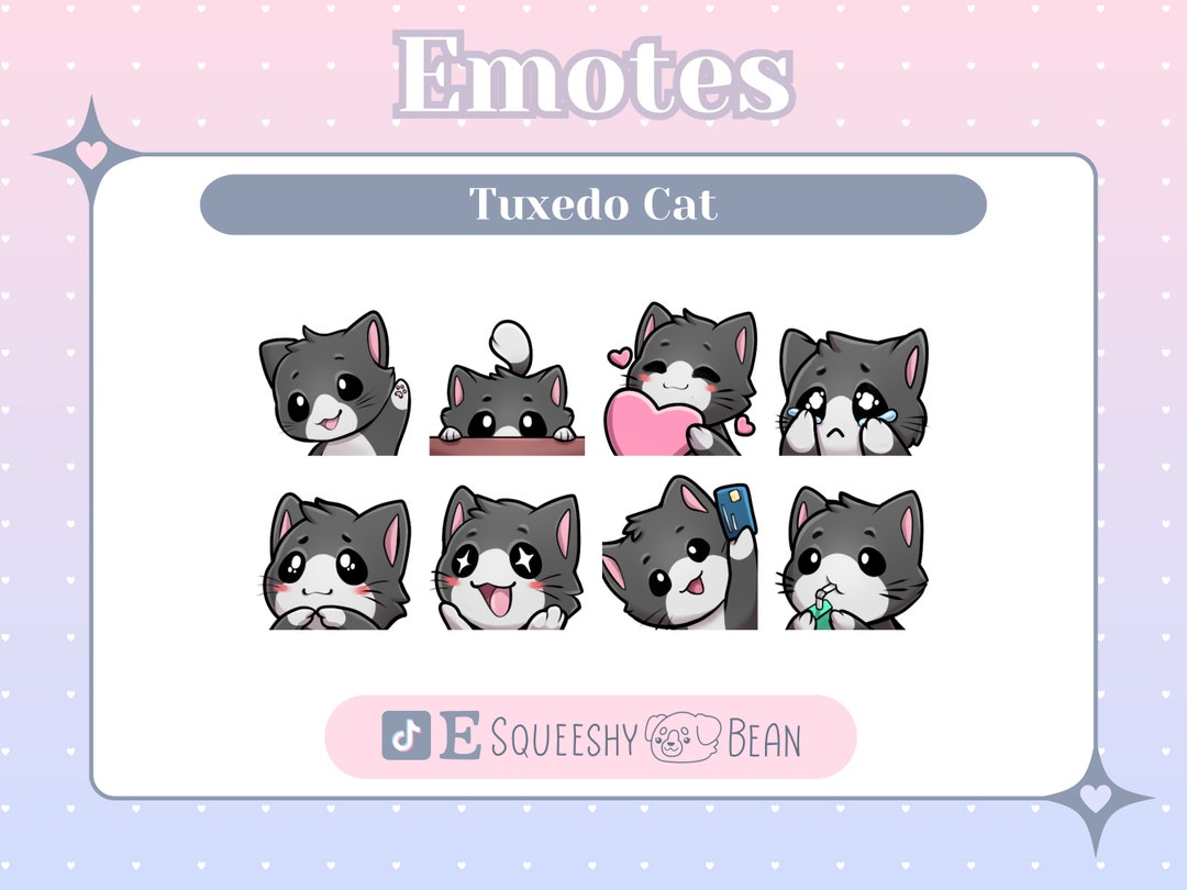 Tuxedo Cat Twitch Emotes | Digital Download | Cute Emotes | Cat Emotes ...