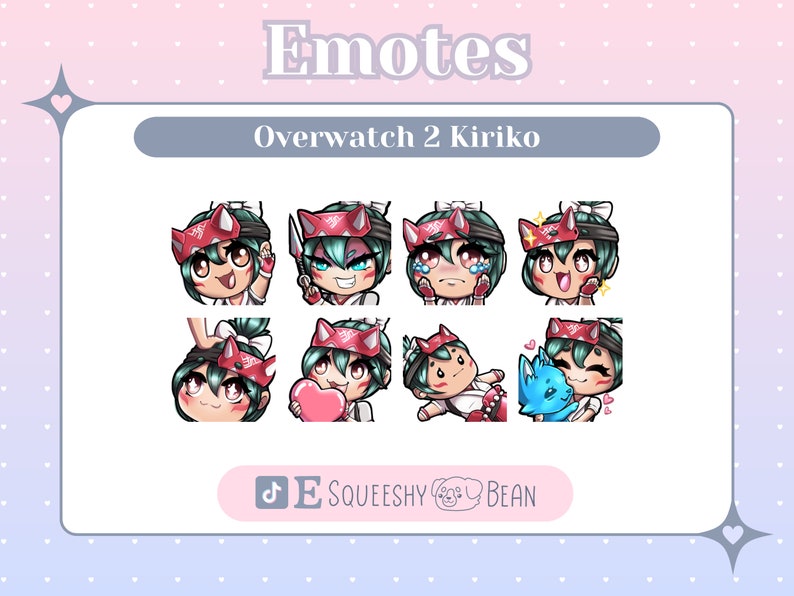 Overwatch 2 Kiriko Inspired Twitch Emotes Digital Download Cute Emotes ...